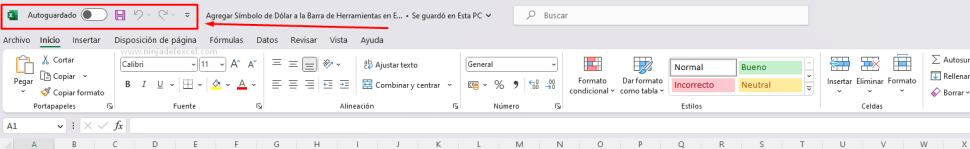 Agregar Símbolo de Dólar a la Barra de Herramientas en Excel - Ninja ...