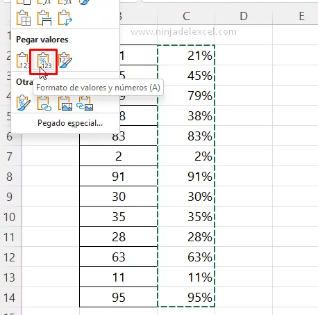 3 Formas de Convertir Números a Porcentajes en Excel - Ninja del Excel