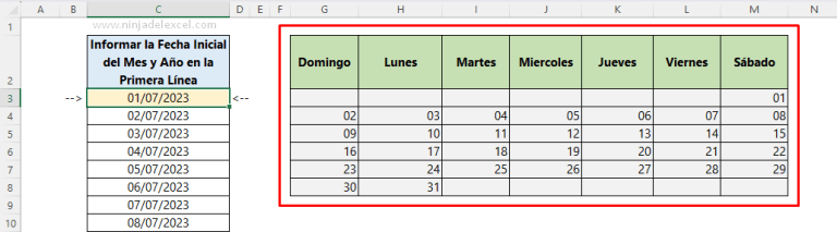 Calendario Con Fórmulas y Lista de Fechas en Excel - Ninja del Excel
